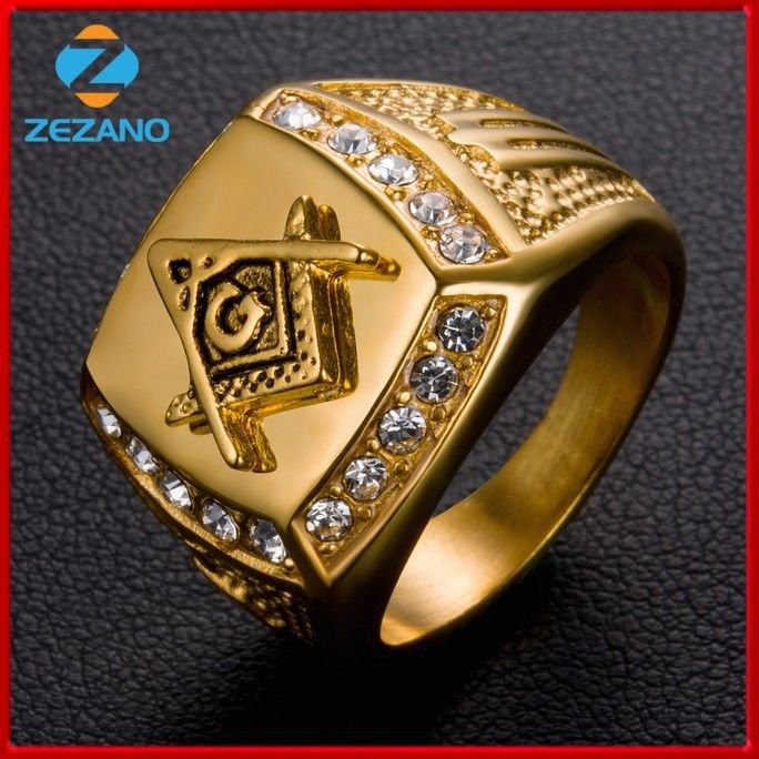 Stainless Steel Freemason Ring Men's Masonic Rings for Men 7-12