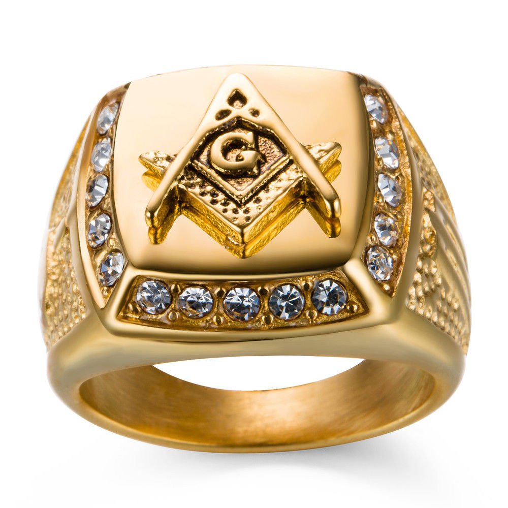 Stainless Steel Freemason Ring Men's Masonic Rings for Men 7-12