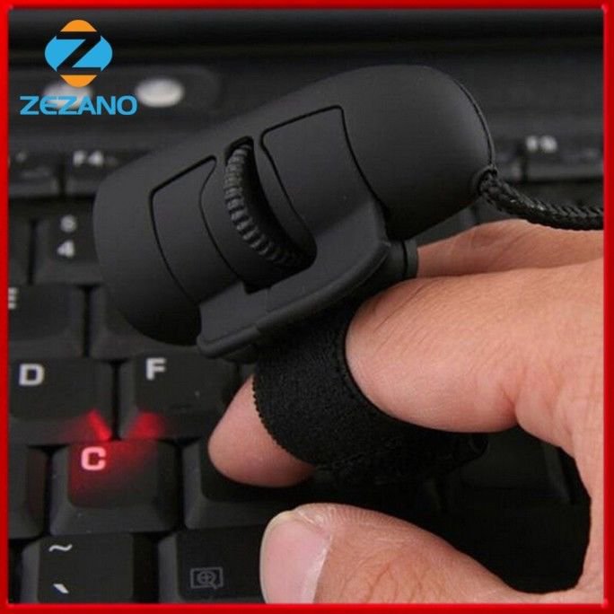 1pc black 2.4GHz USB Wireless Finger Rings Optical Mouse 1200Dpi For PC ...
