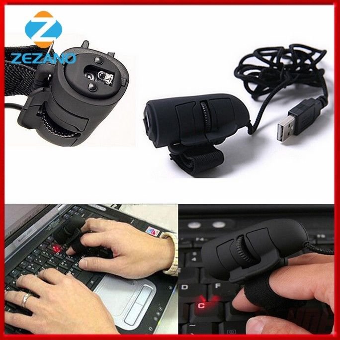1pc black 2.4GHz USB Wireless Finger Rings Optical Mouse 1200Dpi For PC ...