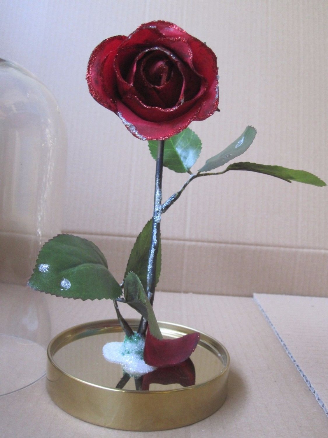 Beauty and the Beast Enchanted Rose Prop Disney Princess Glass Dome