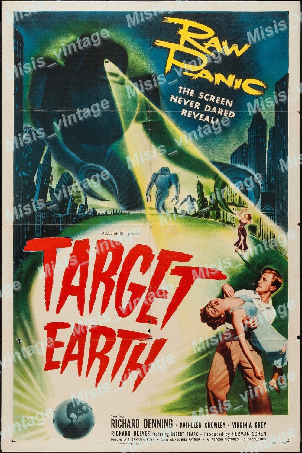 Target Earth 1954 Vintage Movie Poster Reprint 11