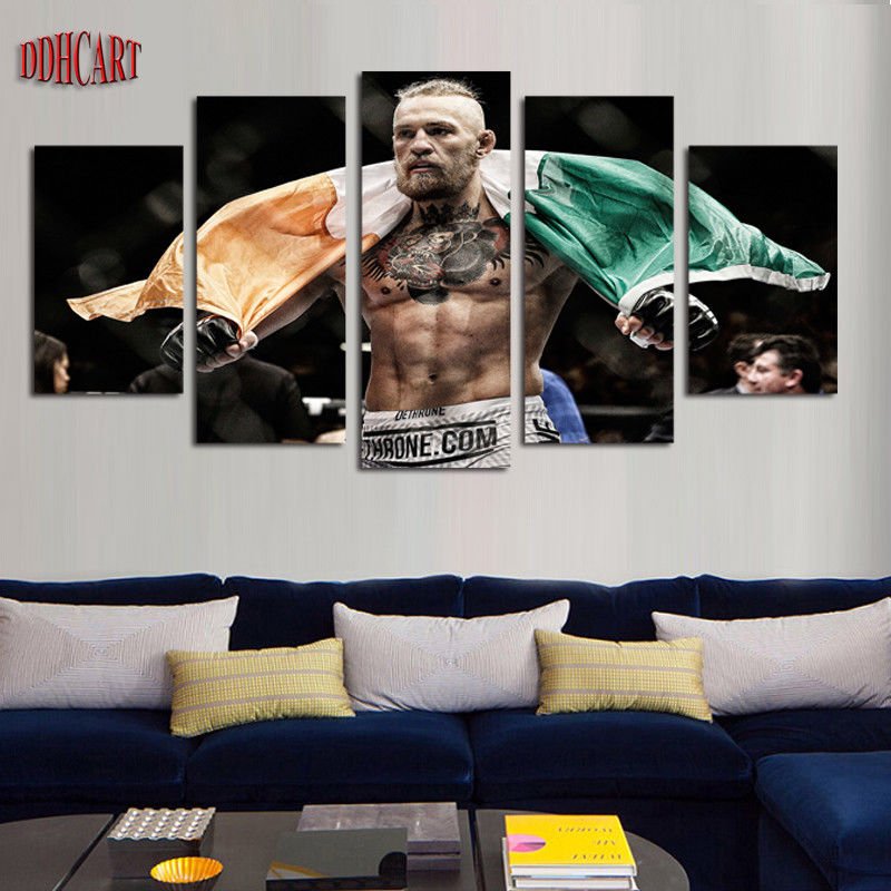Large Framed Conor Mcgregor MMA Irish Flag Canvas Print Wall Art Home Decor