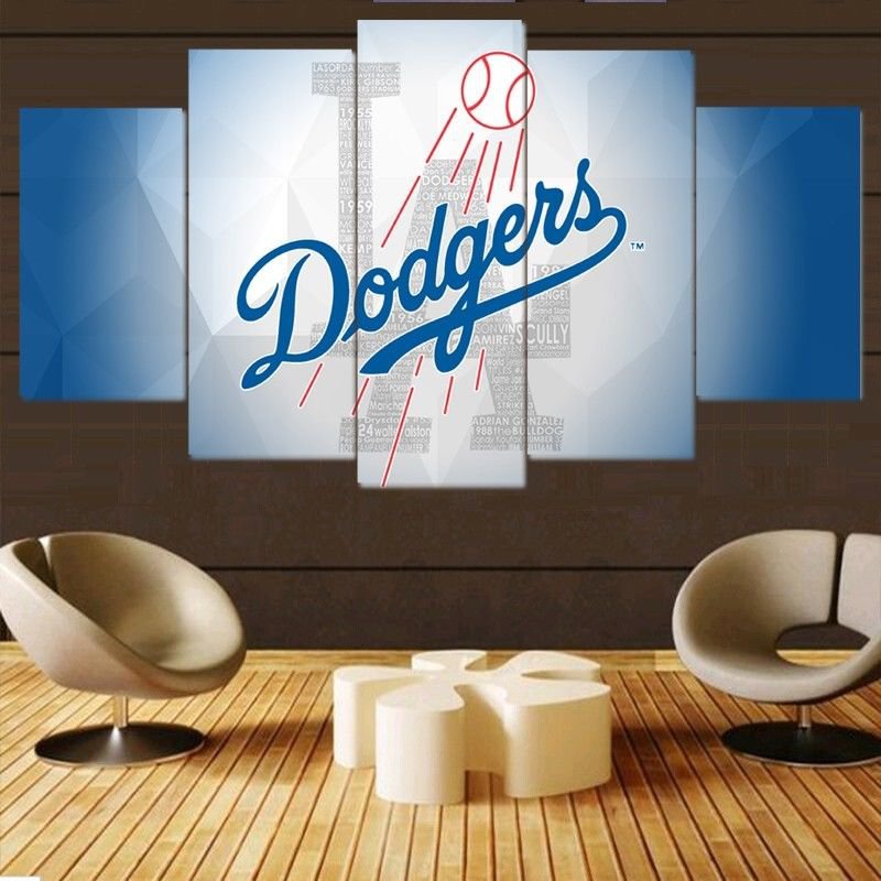 Large Framed LA Dodgers Baseball Canvas Print Home Decor Wall Art Five ...