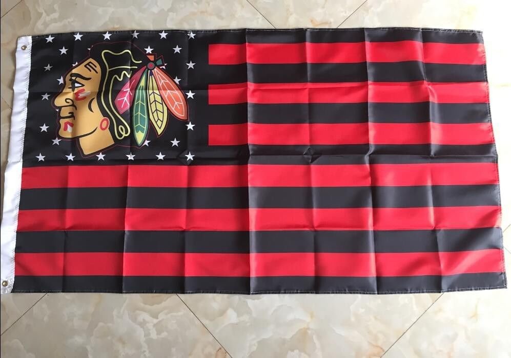 Large Chicago Blackhawks Hockey Flag Banner 3x5 FT with Metal Grommets