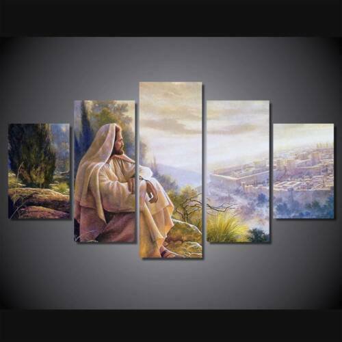 Jesus Overlooking Jerusalem Five Piece Framed Canvas Print Home Decor ...