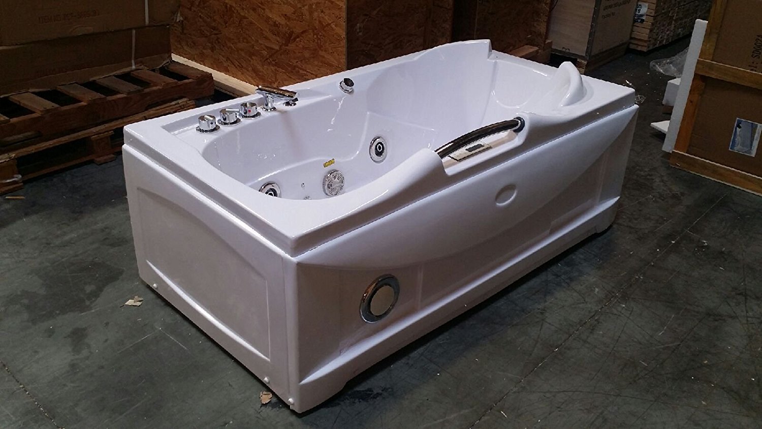 1 Person Hydrotherapy White Bathtub with Bluetooth, Remote Control, and ...