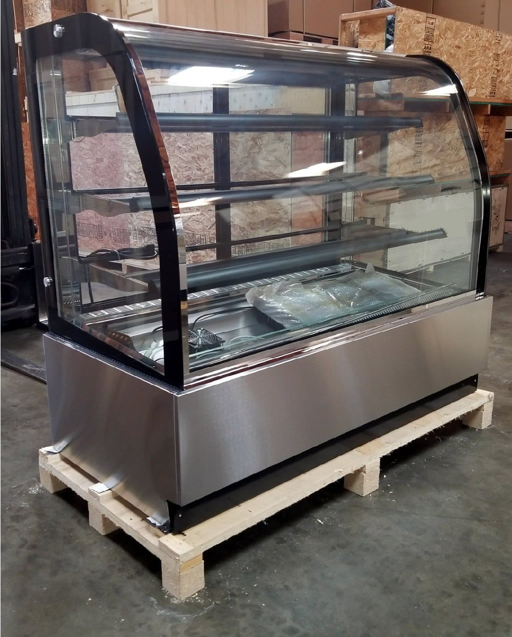 59" Curved Glass Bakery Countertop Refrigerator Display Case, LED ...