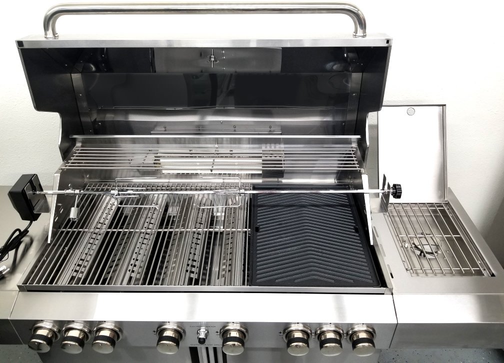 Stainless Steel Propane/Natural Gas BBQ Grill, 8 Burners, Side Burner ...