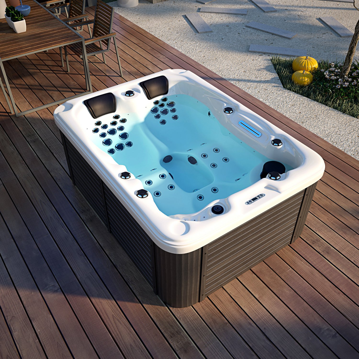 3 Person Outdoor Hydrotherapy Hot Tub Bath Bathtub Whirlpool SPA with ...