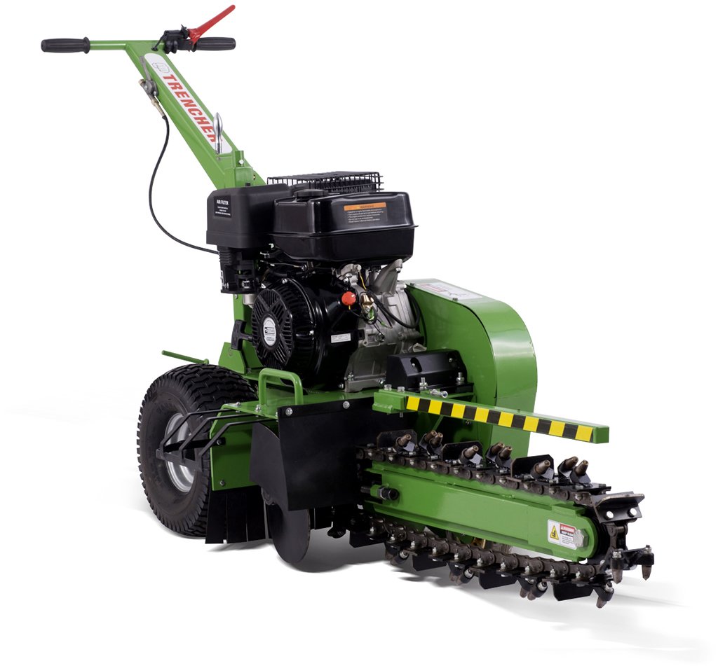 15HP 24" Depth Electric Start Gas Powered Green Walk Behind Trencher ...