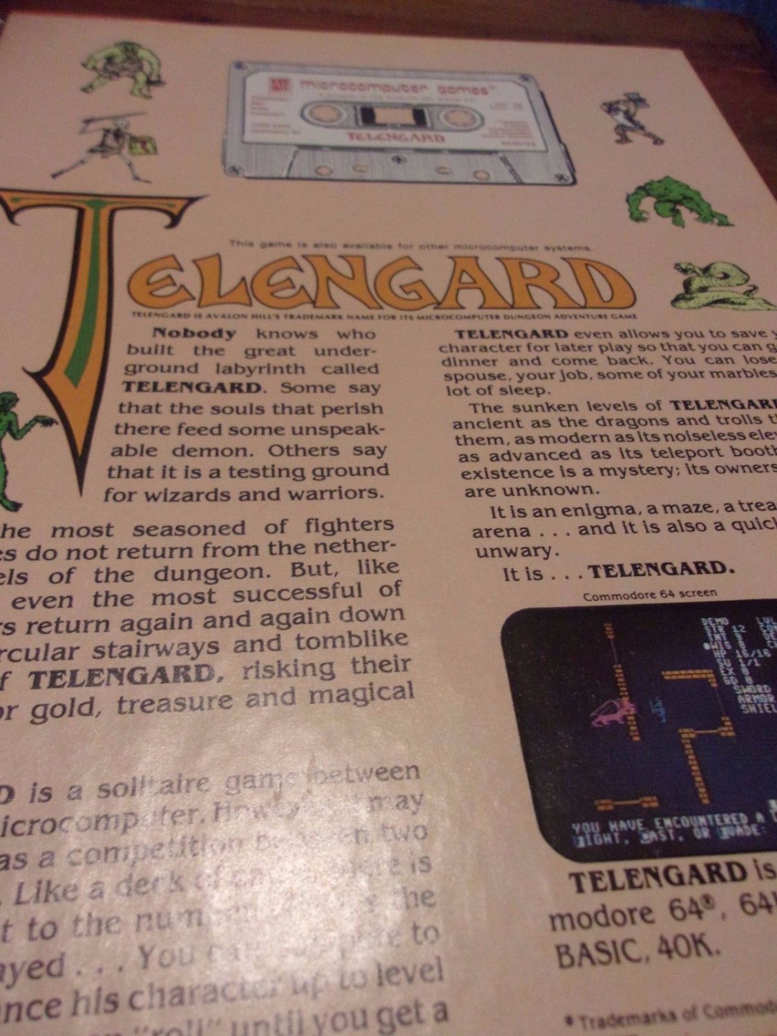 Telengard Commodore 64 1983 Avalon Hill - Complete Cassette Version ...