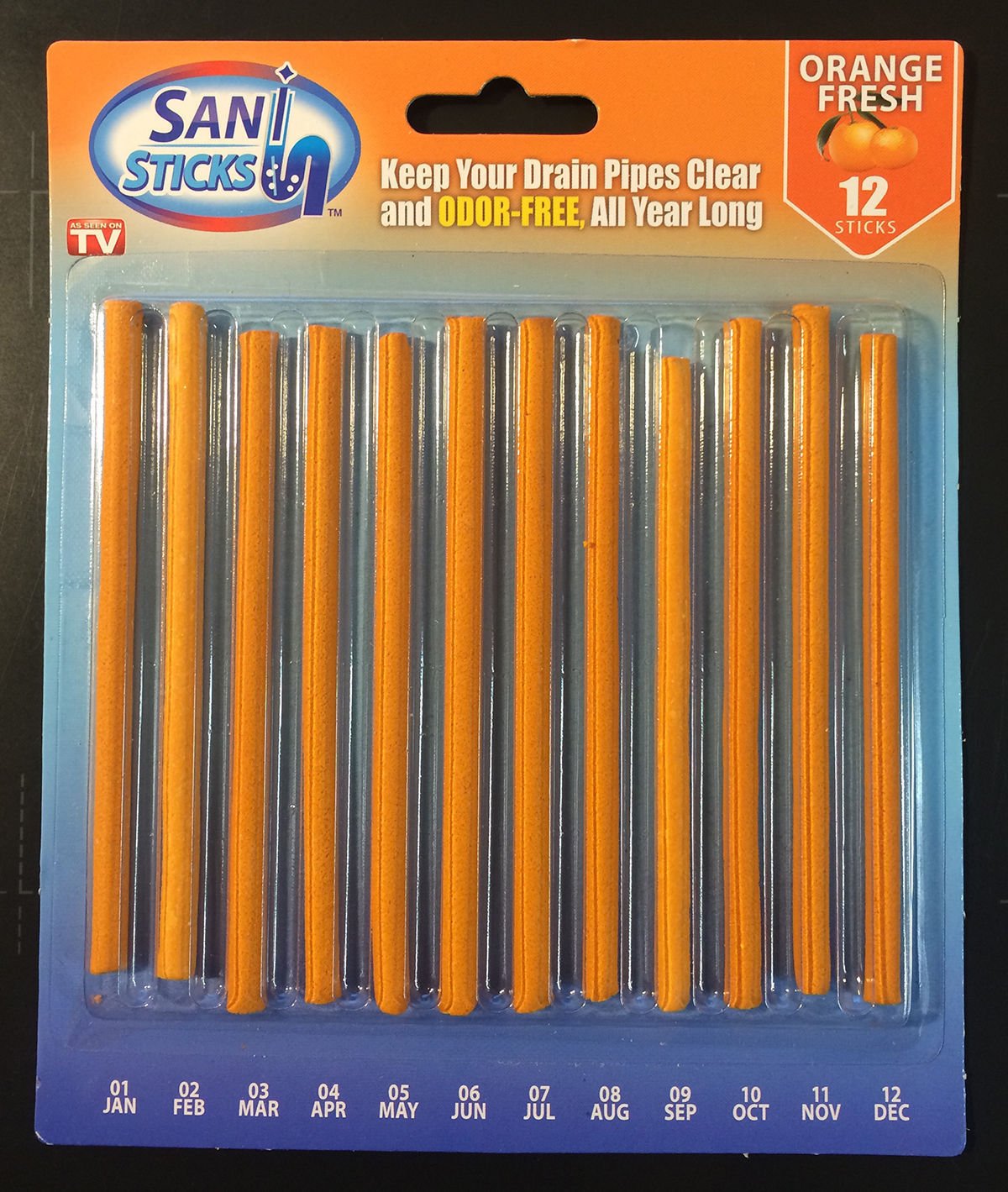 24 PACK Sani Sticks Orange Drain Cleaner Odor Remover Kitchen Sink ...