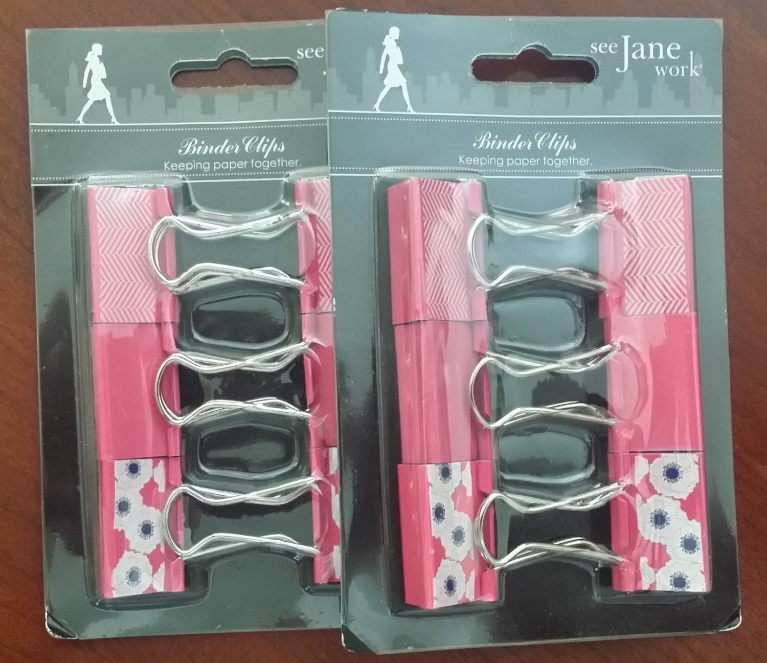 Brand New See Jane Work 2) Sets of Med.SZ 12 Total, Pink Binder Clips ...