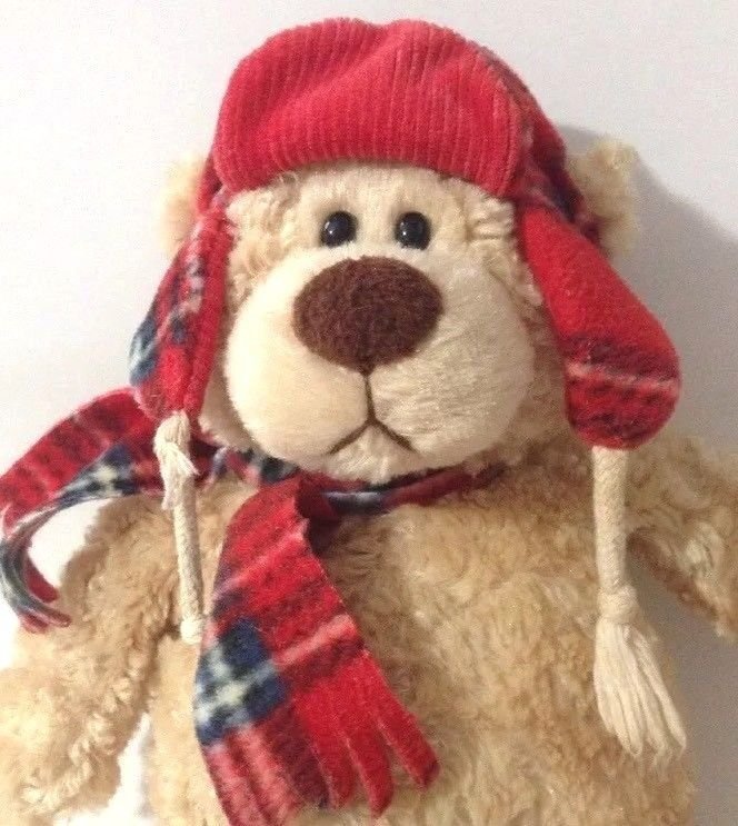 Gund Manni Plush Bear 12" With Trapper Hat and Scarf 88235 Toy Stuffed ...