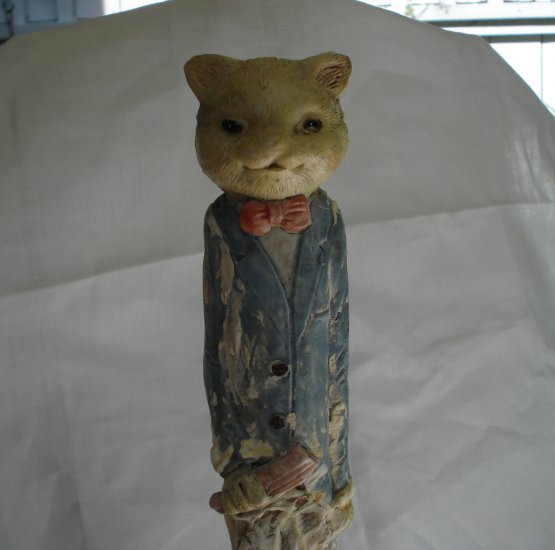 Elongated gentleman cat plaster or solid ceramic artist made hand ...