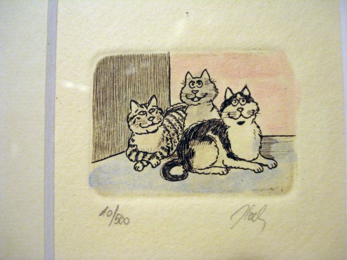 Limited edition 3 cats print signed numbered framed preowned cm1382