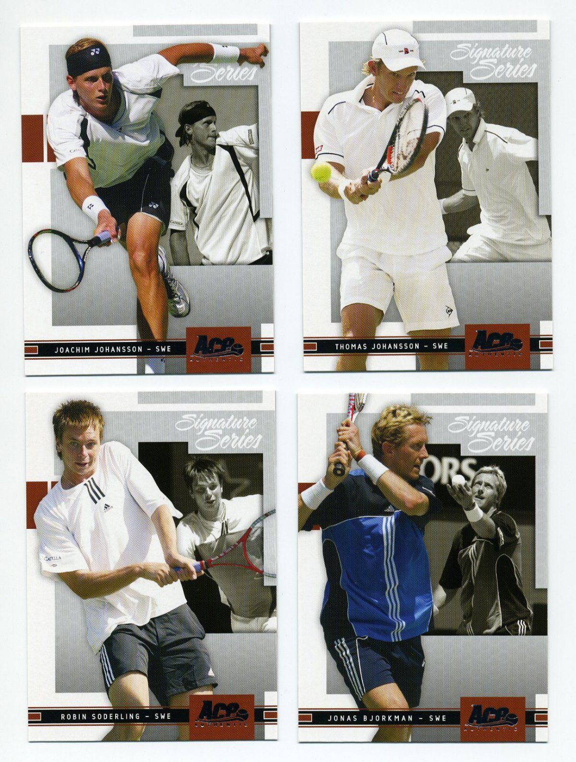 2005 Ace Signature - 4 Tennis Cards Lot - Soderling Johansson Bjorkman