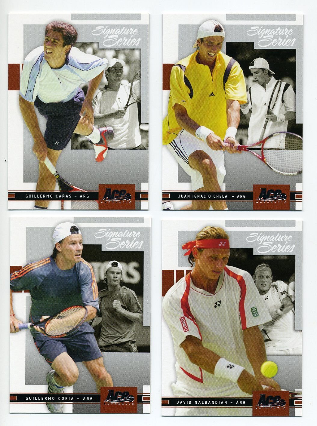 2005 Ace Signature - 4 (Four) Tennis Cards Lot - Canas Chela Nalbandian ...