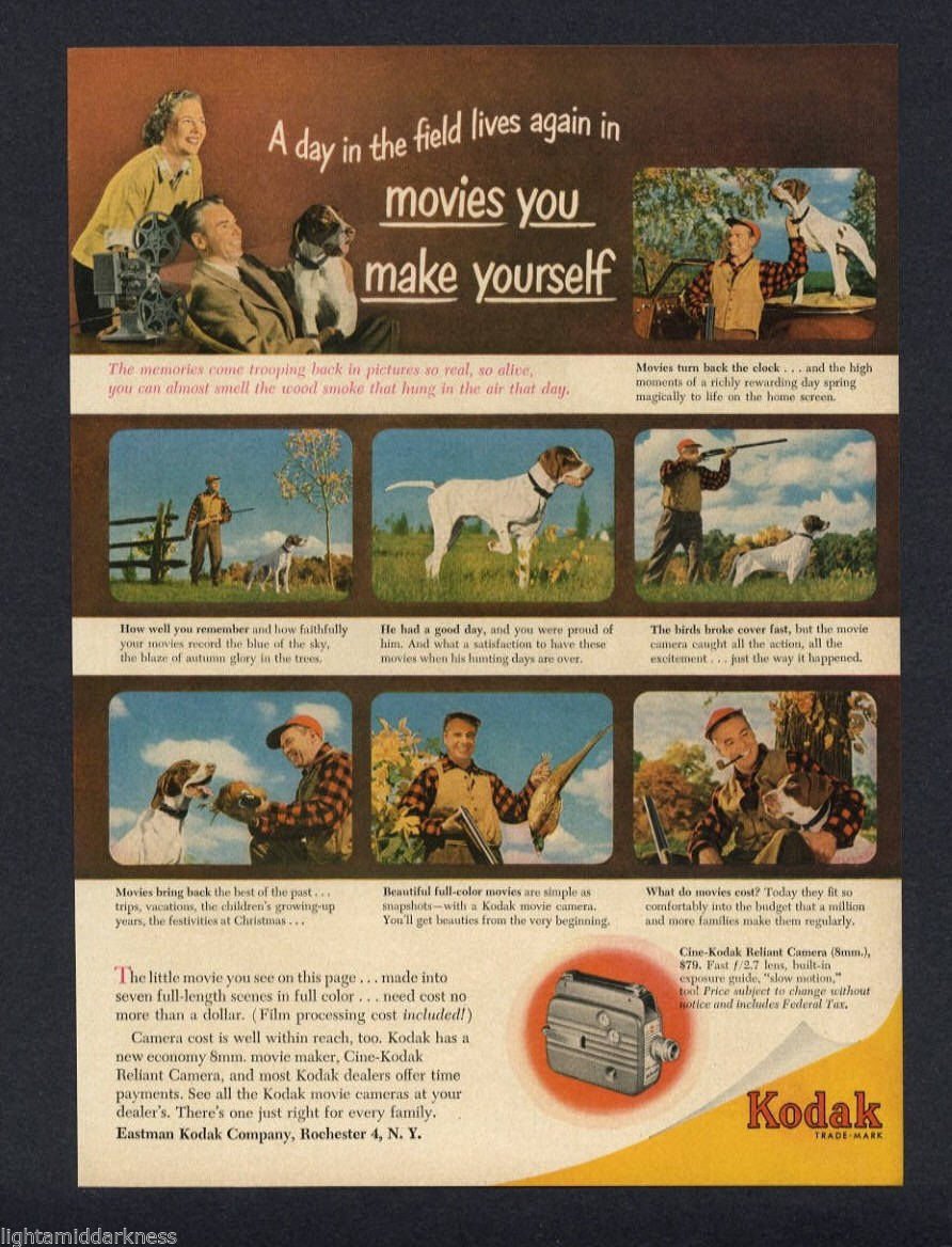 1950 CINE-KODAK 8MM CAMERA PHOTO MAGAZINE PRINT AD