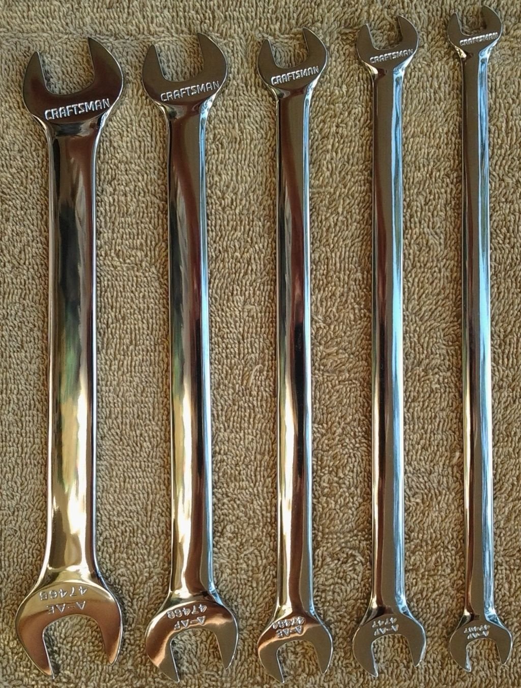 5 Pc Craftsman Full Polish Tappet Wrench Set SAE/Standard