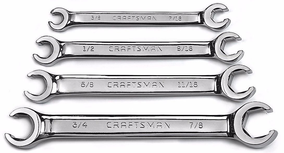 4 Pc Craftsman Full Polish Line/Flare Nut SAE Wrench Set (3/8-7/8")