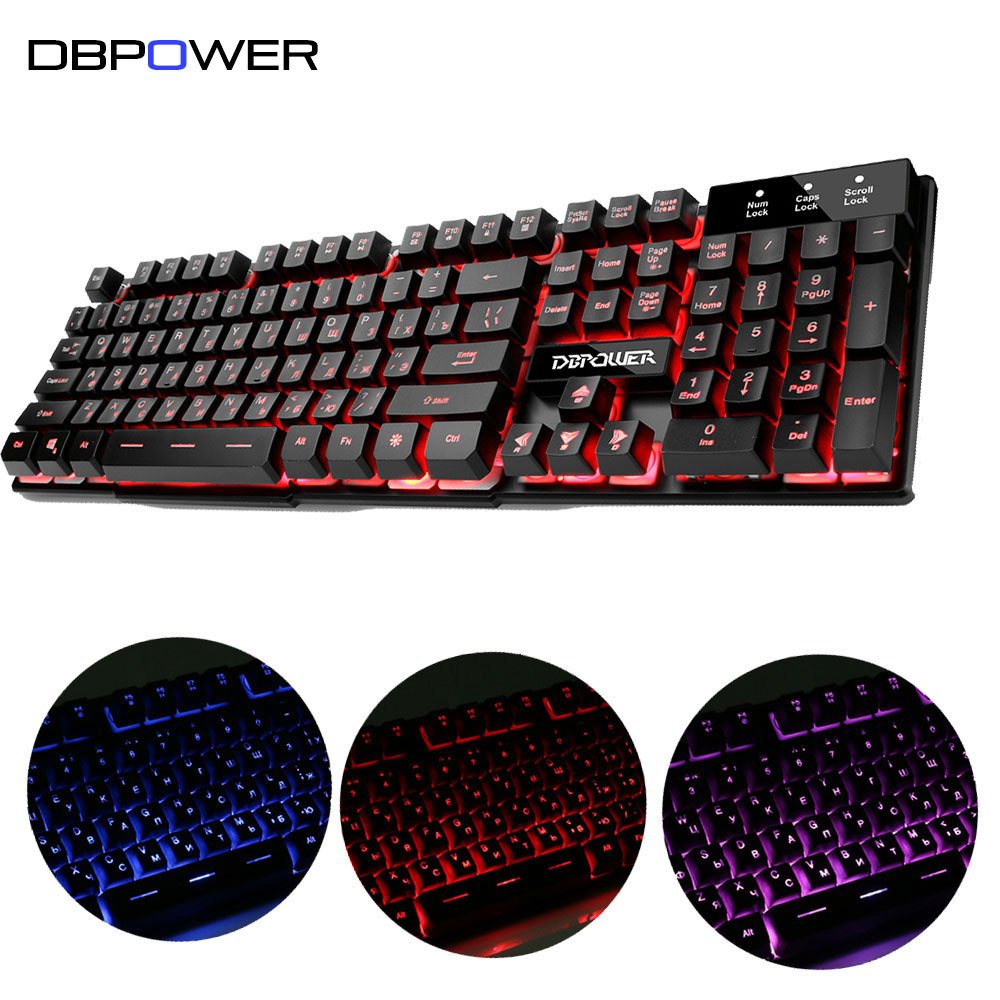 DBPOWER 3 Colors Backlit LED Keyboard for Gaming, Office