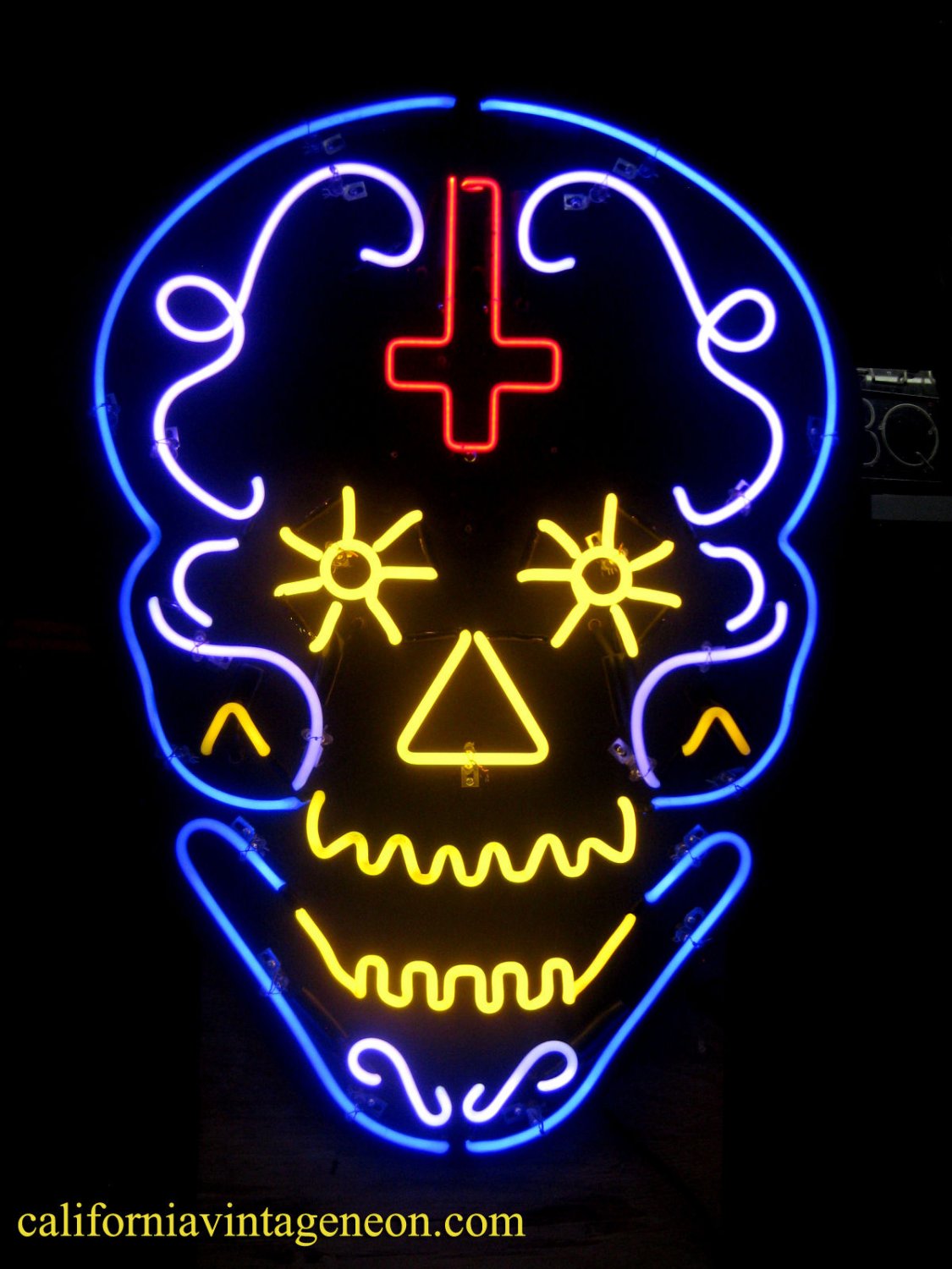 LARGE VOODOO SKULL NEON SIGN - New Orleans decor - Afro-Caribbean ART