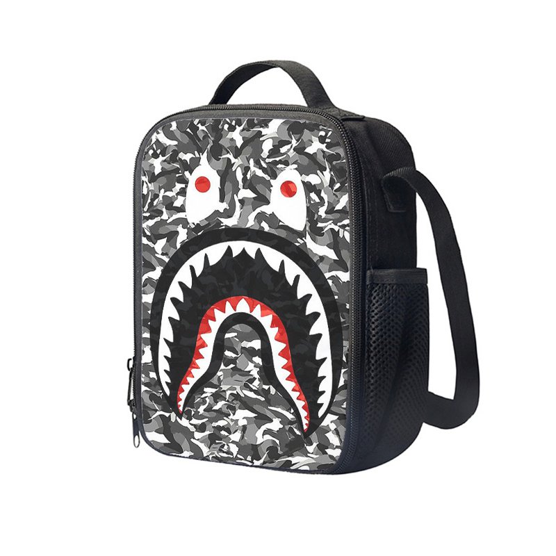 Bape Shark Camouflage 10" Kids School Travel Insulated Lunch Bag Box ...