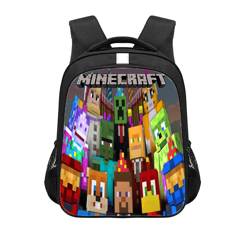 Minecraft Creeper 16" Kids School Book Travel Bag Backpack Black #64