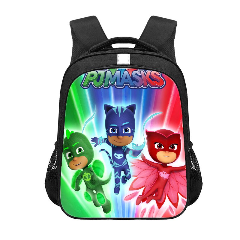 PJ Masks Cartoon 16" Kids School Book Travel Bag Backpack Black #04