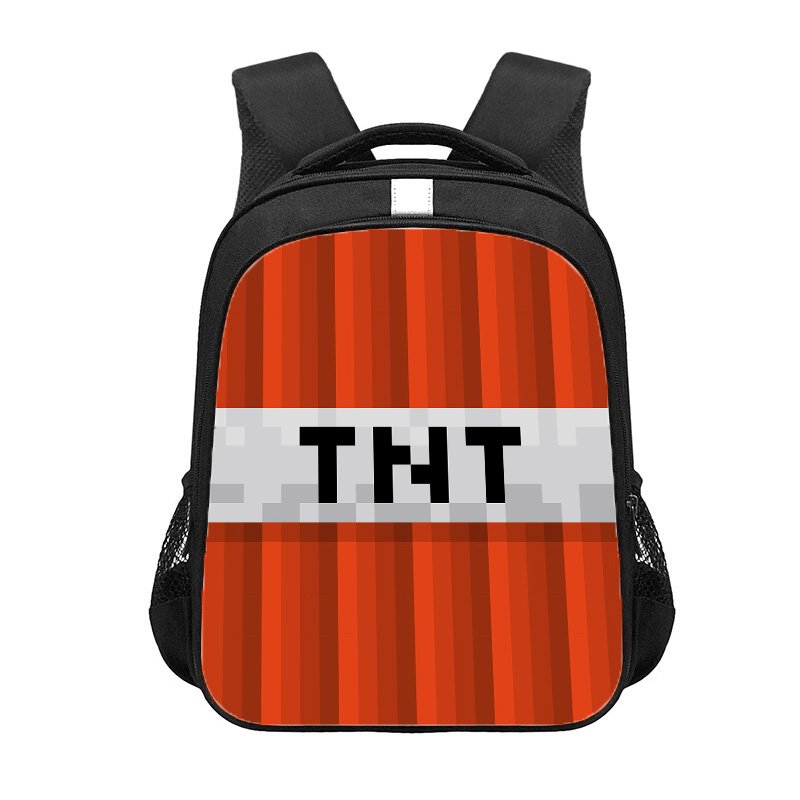 Minecraft Creeper Super TNT 13" Kids School Book Travel Bag Backpack Black #40