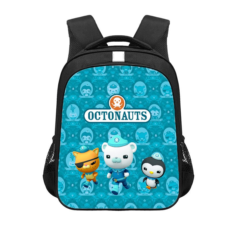 The Octonauts Cartoon 13" Kids School Book Travel Bag Backpack Black #01