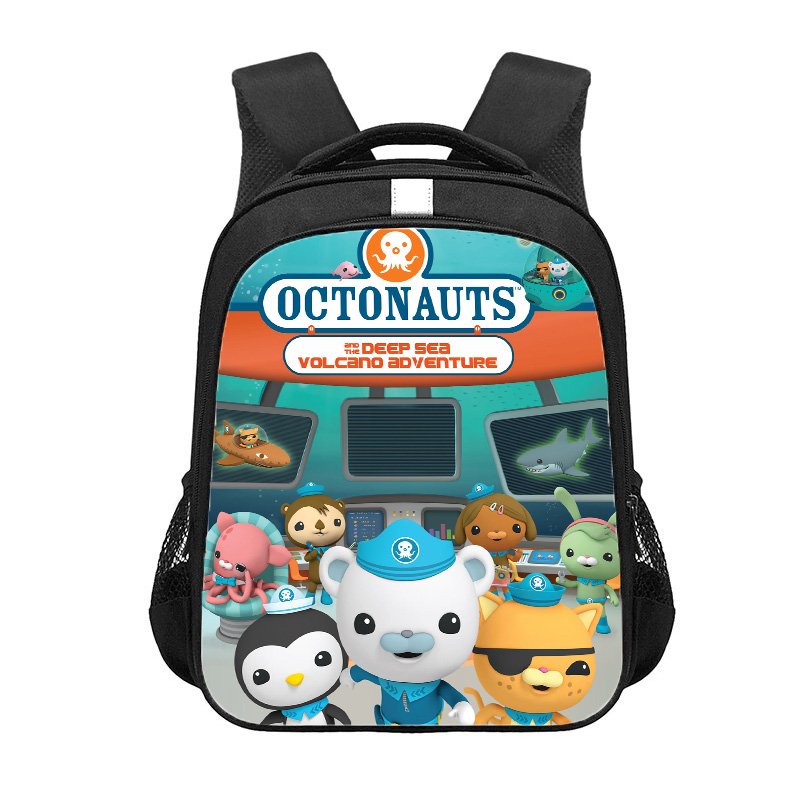 The Octonauts Cartoon 13" Kids School Book Travel Bag Backpack Black #02