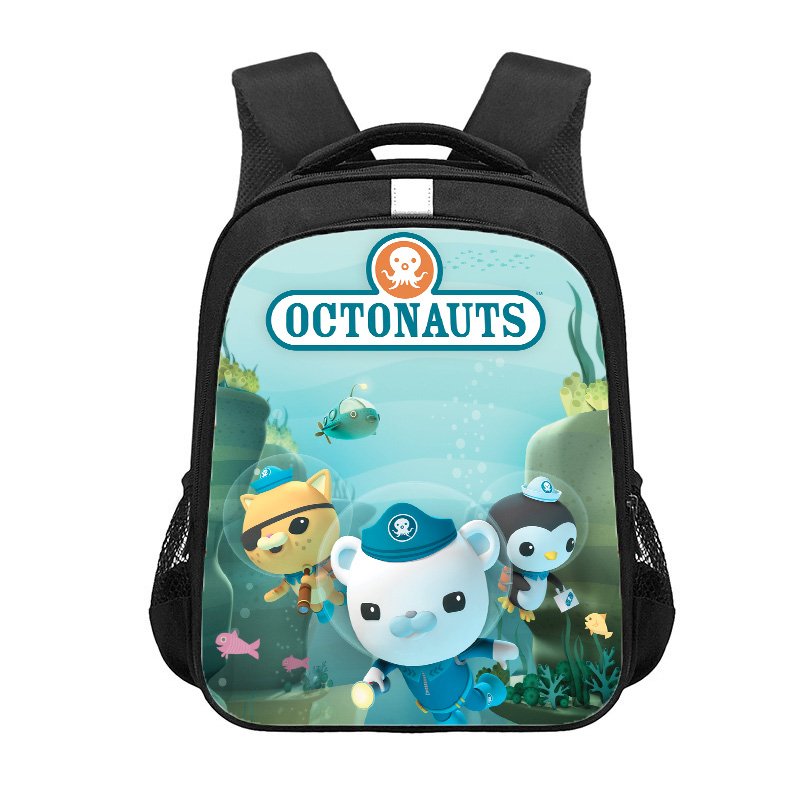 The Octonauts Cartoon 13" Kids School Book Travel Bag Backpack Black #05