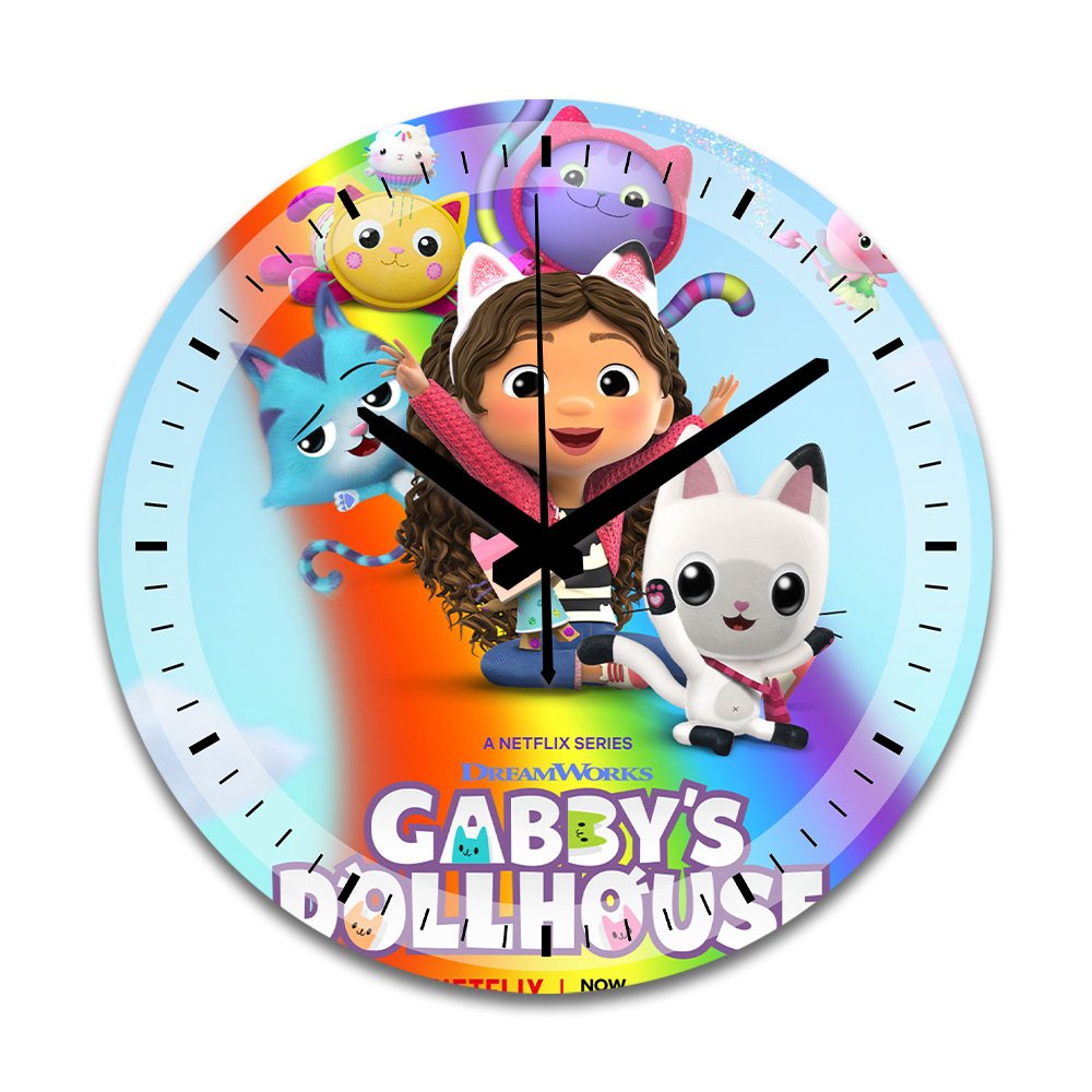 Gabby's Dollhouse Cartoon 12" Kids Round Wall Clock Bedroom Bed Room ...