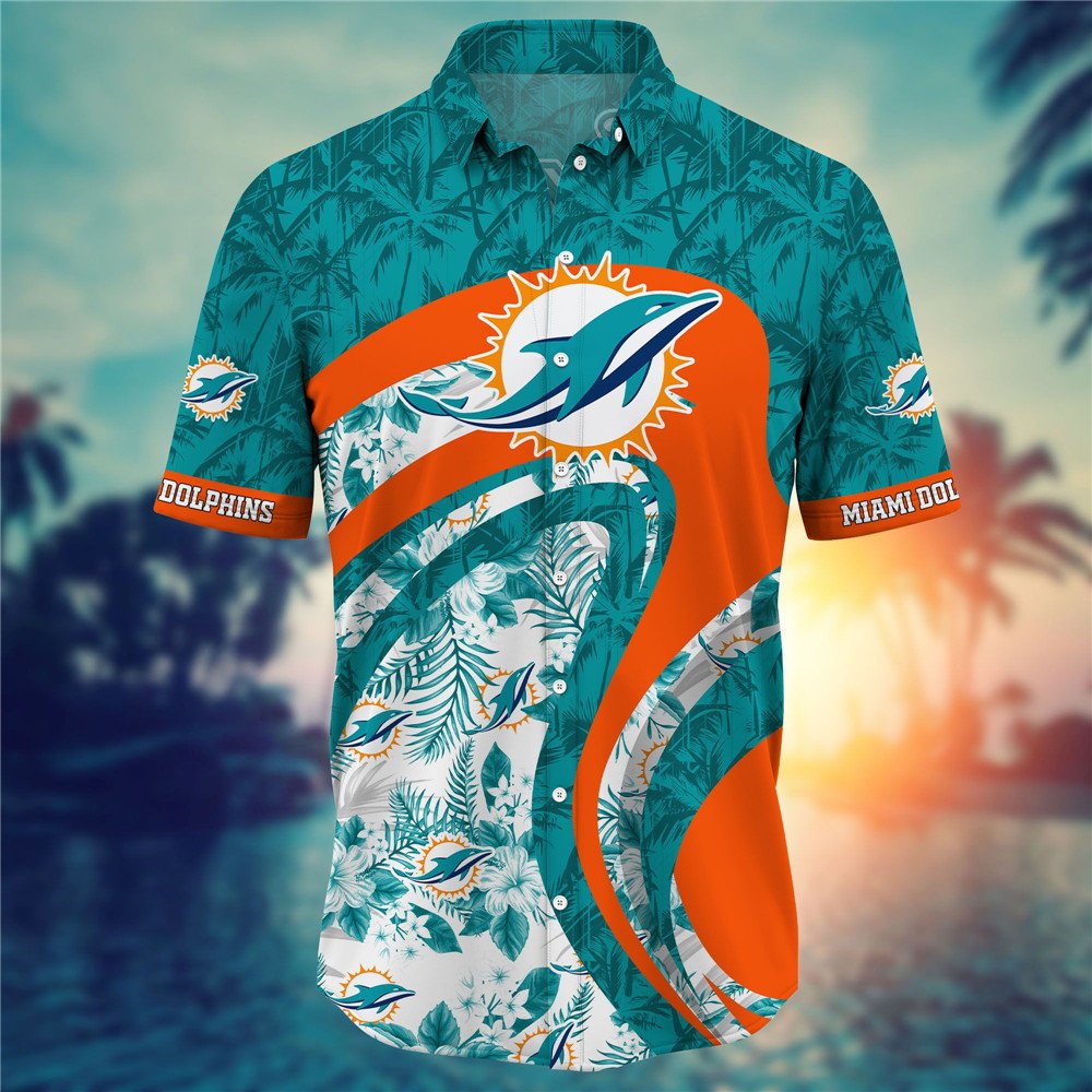 Miami Dolphins Adult All Over Men's Hawaiian Shirt S-4XL H02889
