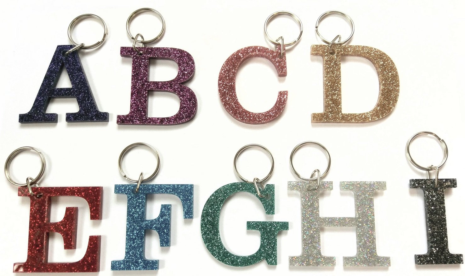 Glitter Acrylic Letter Keyring / Bag Charm