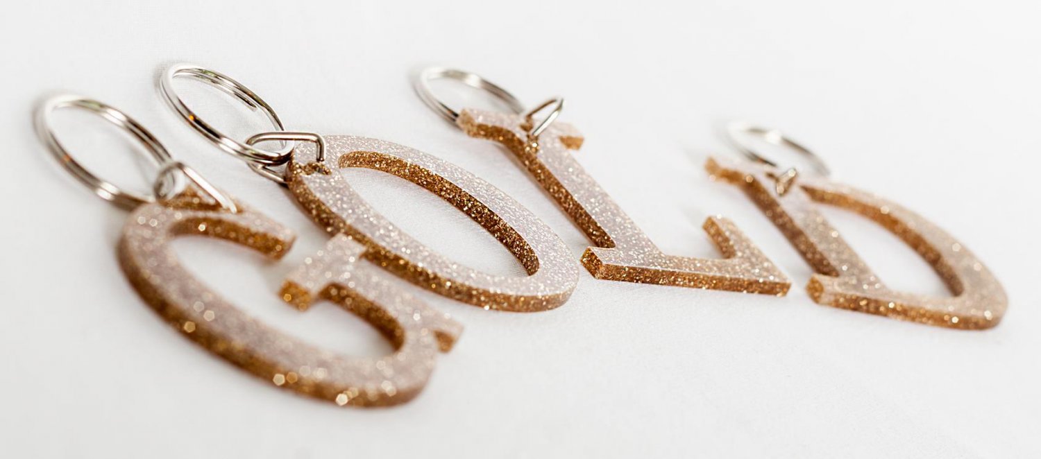 Glitter Acrylic Letter Keyring / Bag Charm