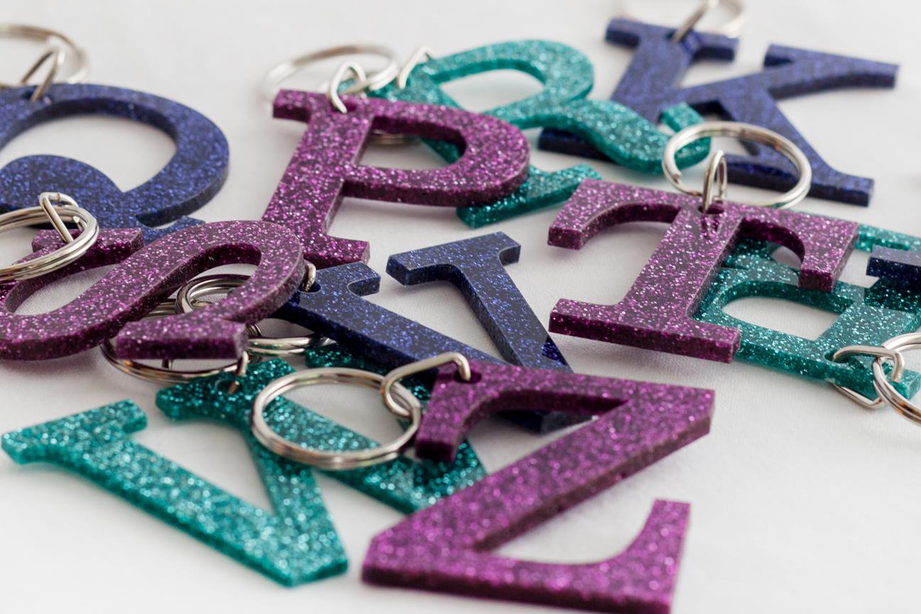 Glitter Acrylic Letter Keyring / Bag Charm