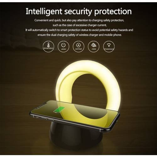 2 in 1 wireless fast charger with night light, 5W - 10W QI standard ...