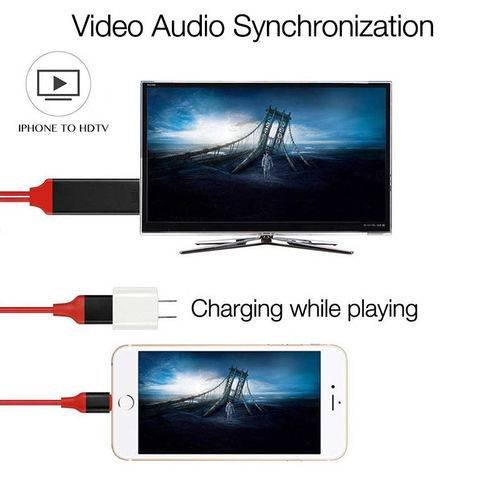 iPhone Screen To TV Cable HDMI 1080p IOS Adapter USB Charger Converter
