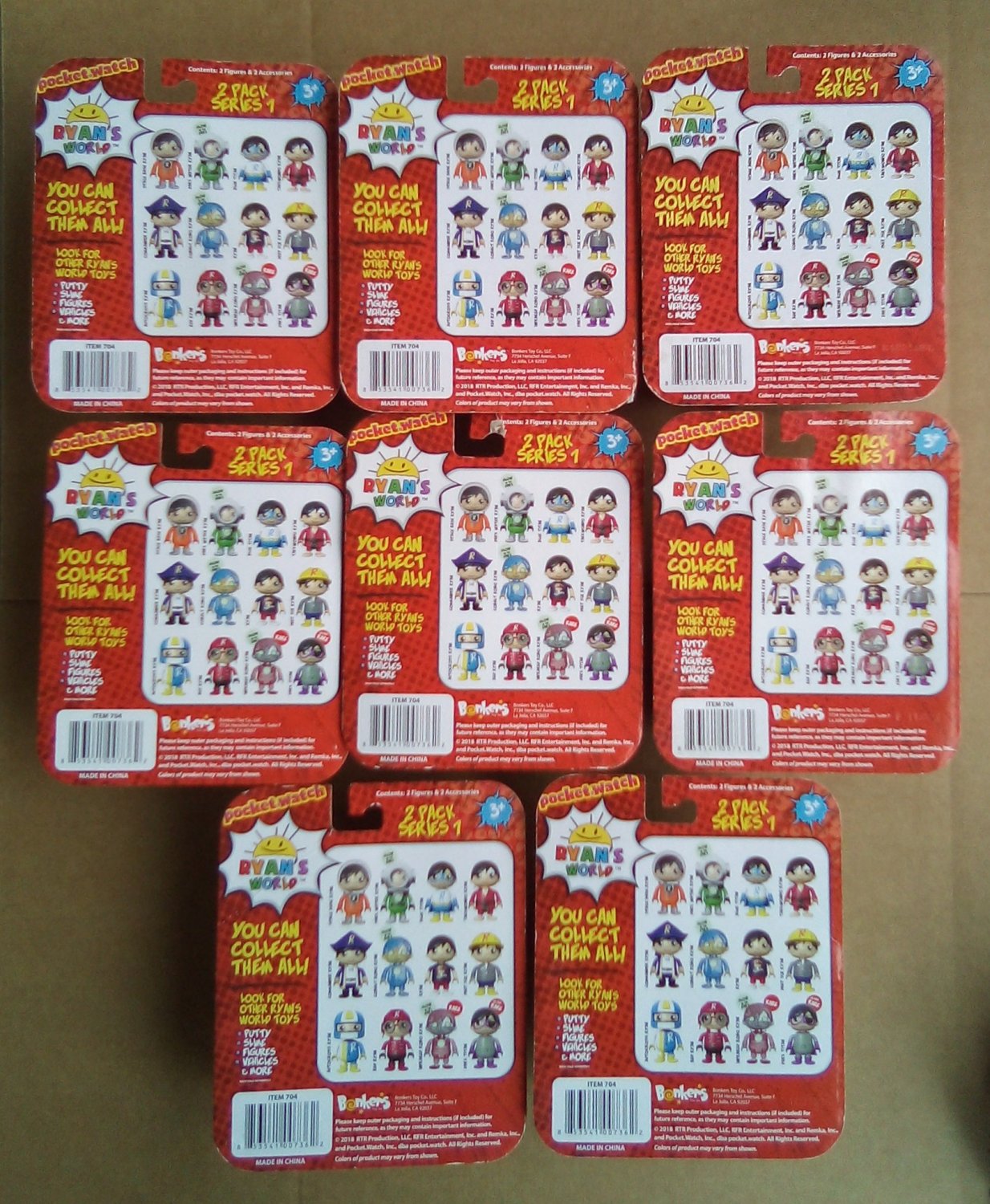 Ryan’s World 3" Mystery 2-Pack Figures by Bonkers Toy #704 - ×8 Sealed Sets