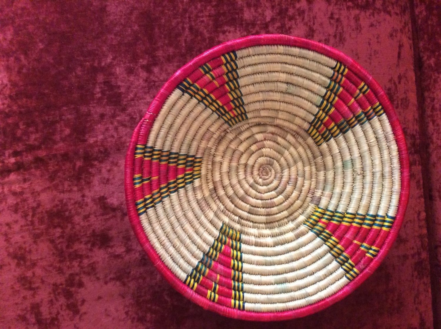 Multi color Straw snack basket woven