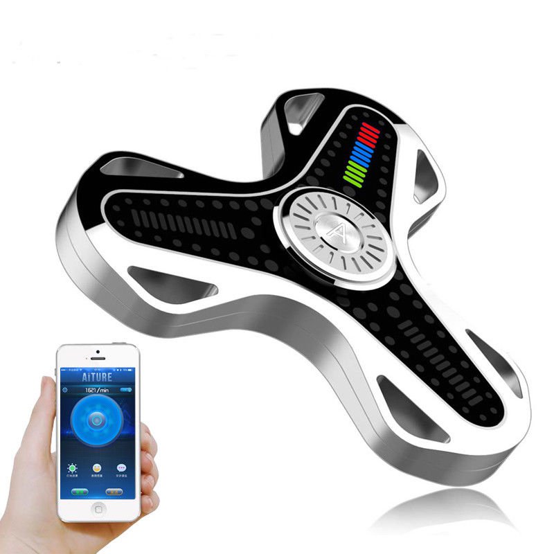 LED Bluetooth Speaker Spin Fidget Music Fidget Spinner EDC Gyro Hand ...