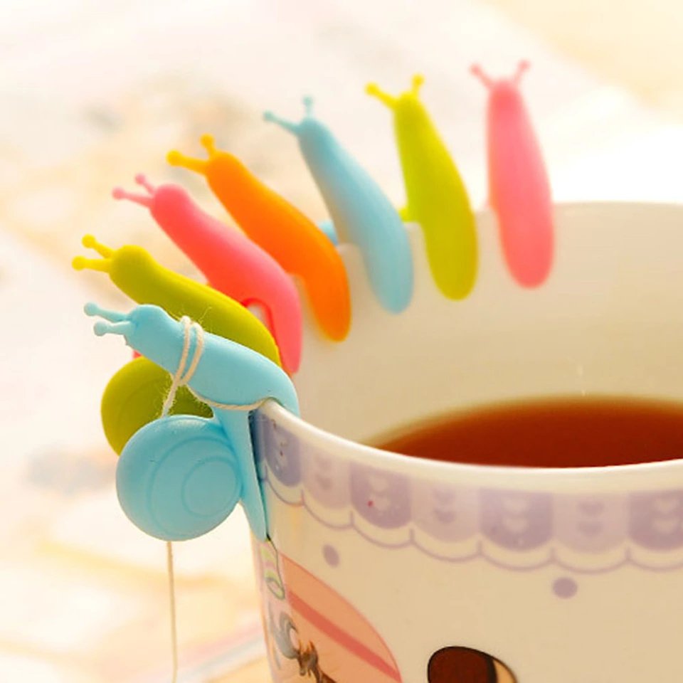 Adorable Colorful Snail Tea Bag Holder Set of 5