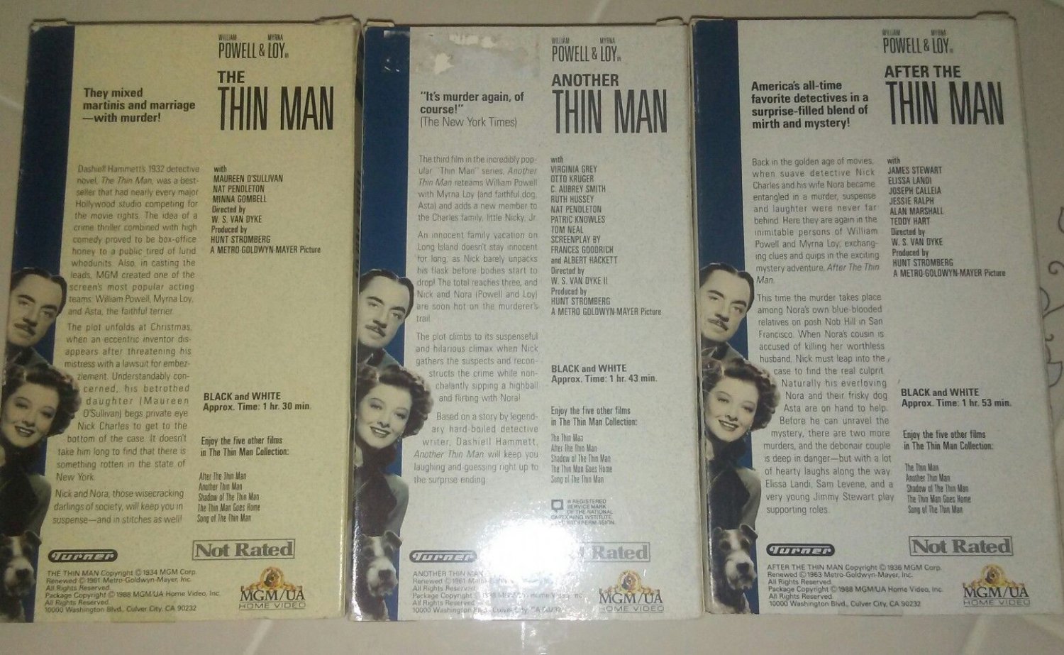 All 3 THIN MAN MOVIES ON VHS!! All Play Great!! From Private Collection!
