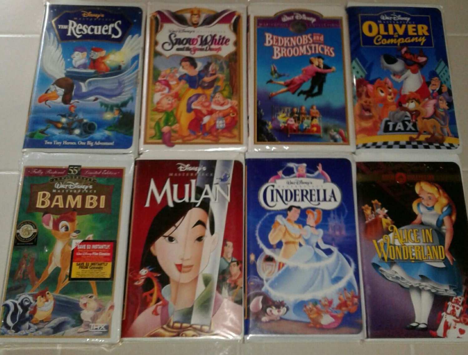Lot of Walt Disney eight Masterpiece Collection VHS tapes. Cinderella Alice
