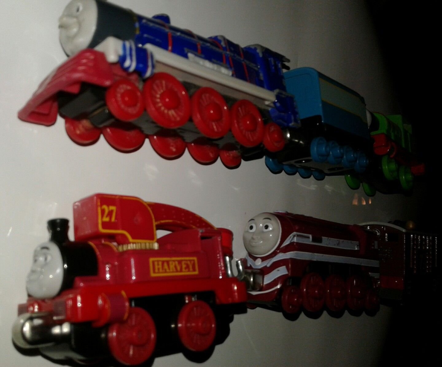 6 Genuine Thomas the Train Cars Percy Toby Edward Blue Engine James Red ...