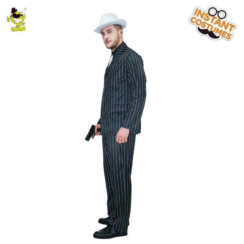 Deluxe Mens costume Gangster Cosplay Carnival Party Slim Fit Outfit ...